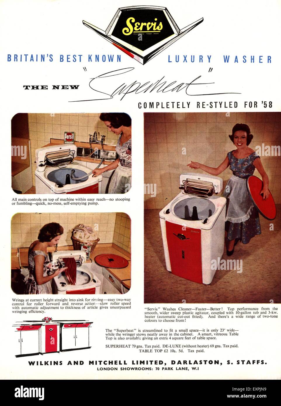 1950s UK Servis Washing Machines Magazine Advert Stock Photo - Alamy