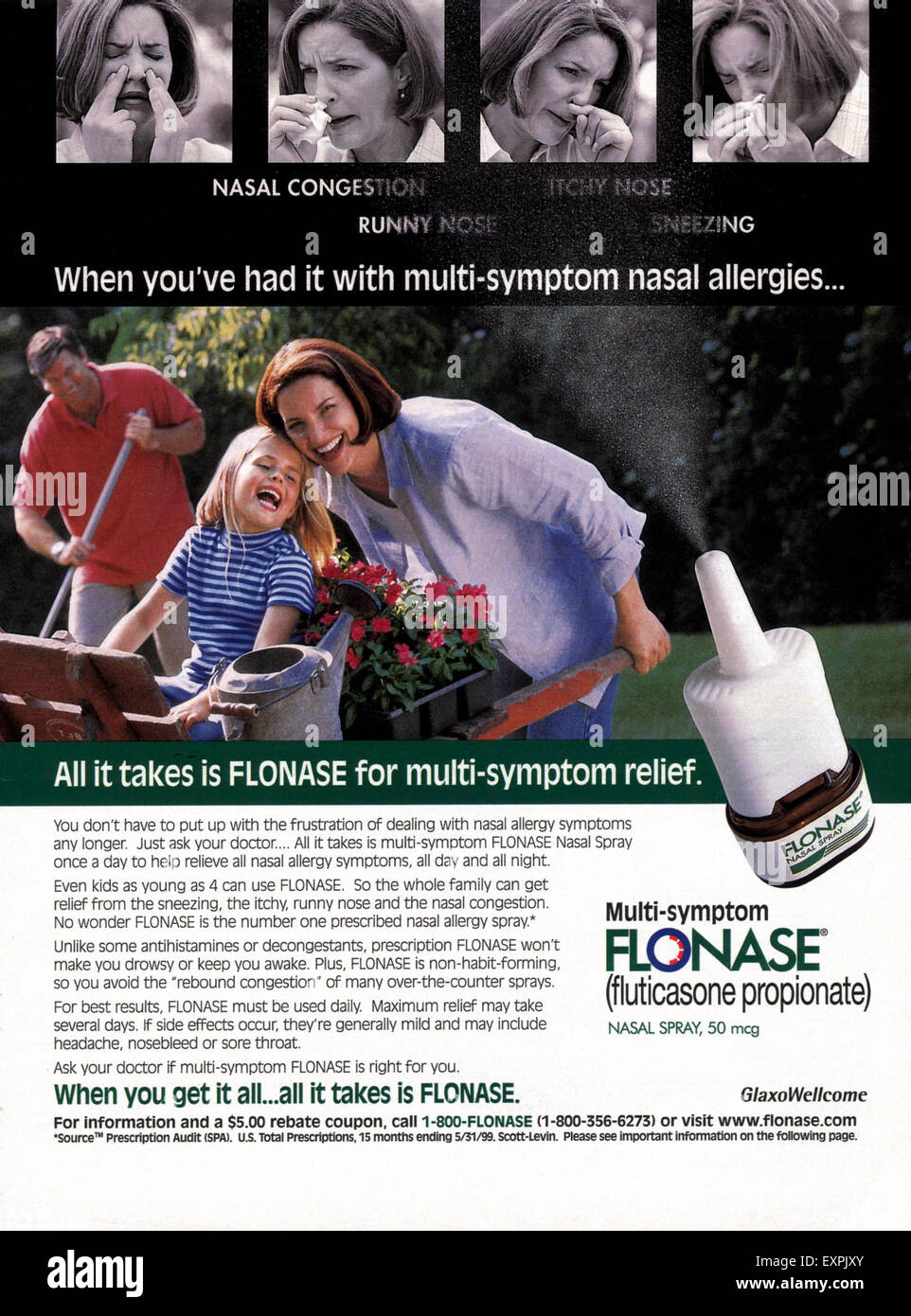1990s USA Flonase Magazine Advert Stock Photo - Alamy