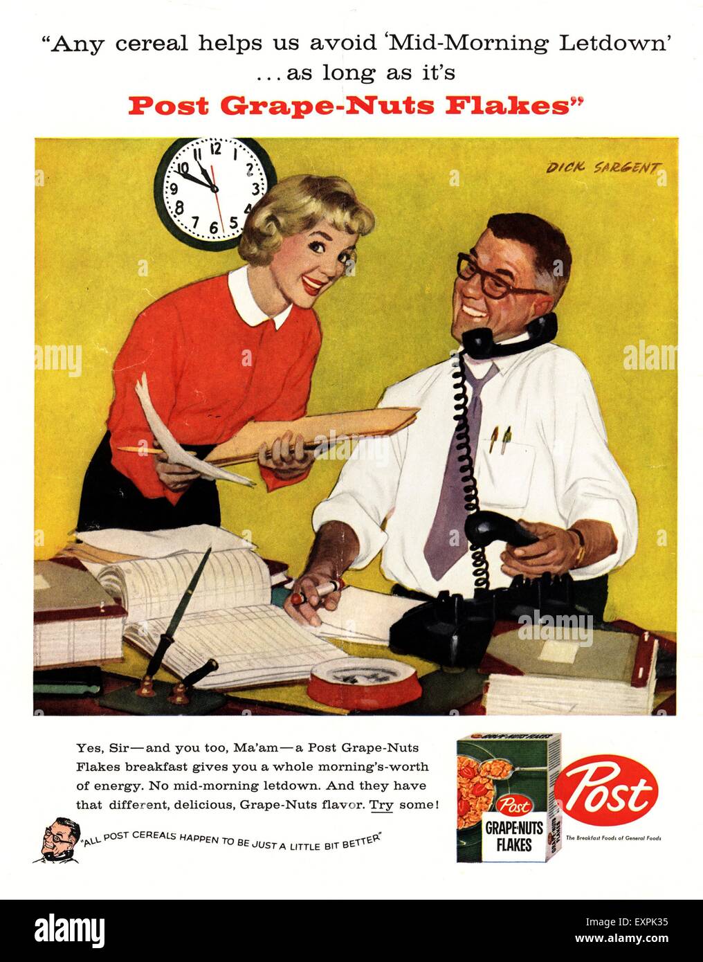 1950s USA Post Grape-Nuts Flakes Magazine Advert Stock Photo - Alamy