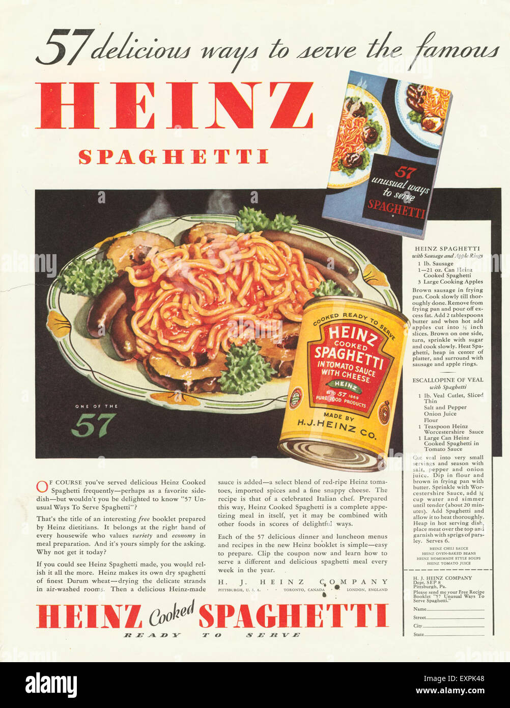 1930s USA Heinz Magazine Advert Stock Photo - Alamy