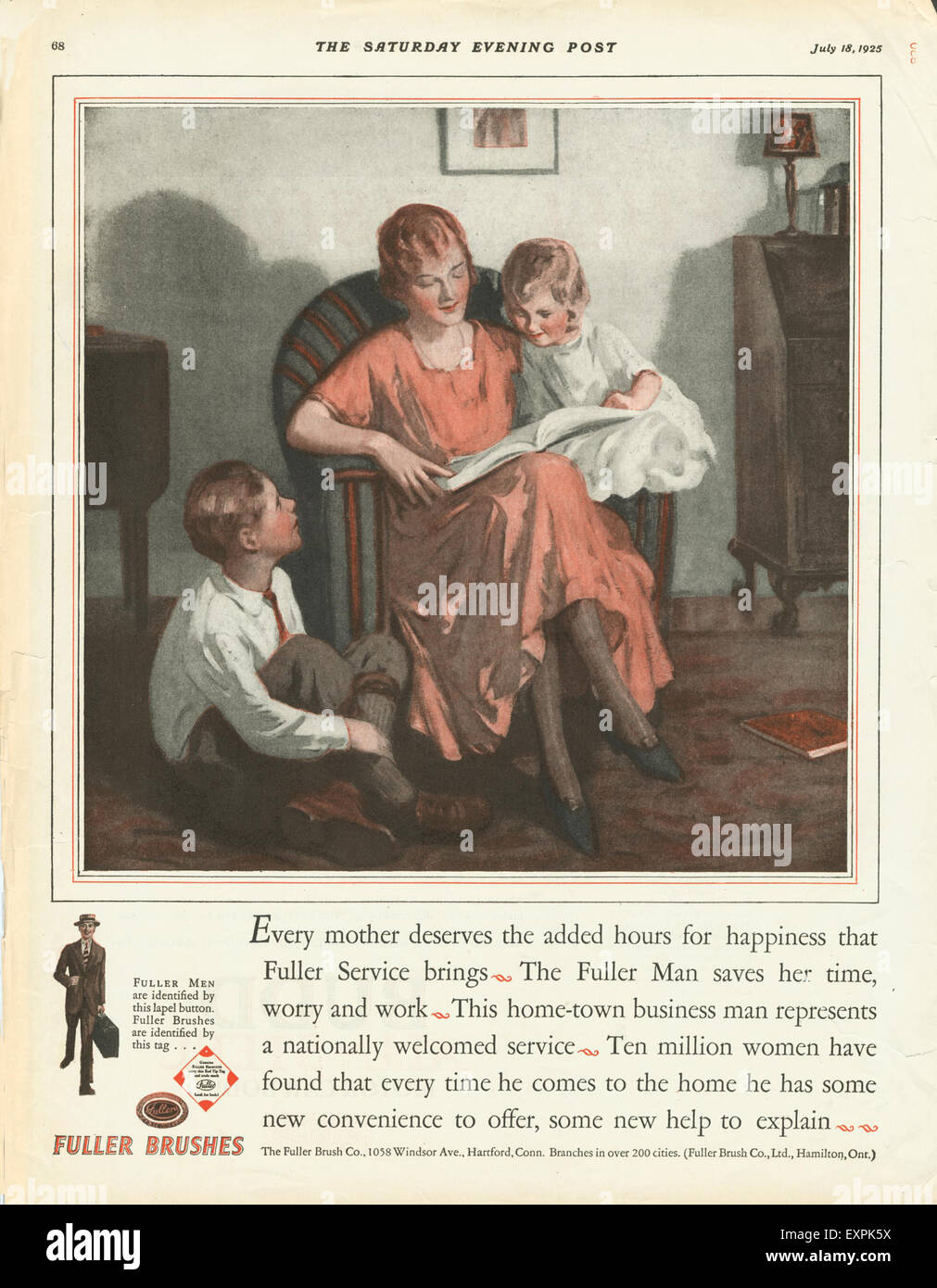 1920s USA Mother Reading to Children Magazine Advert Stock Photo - Alamy