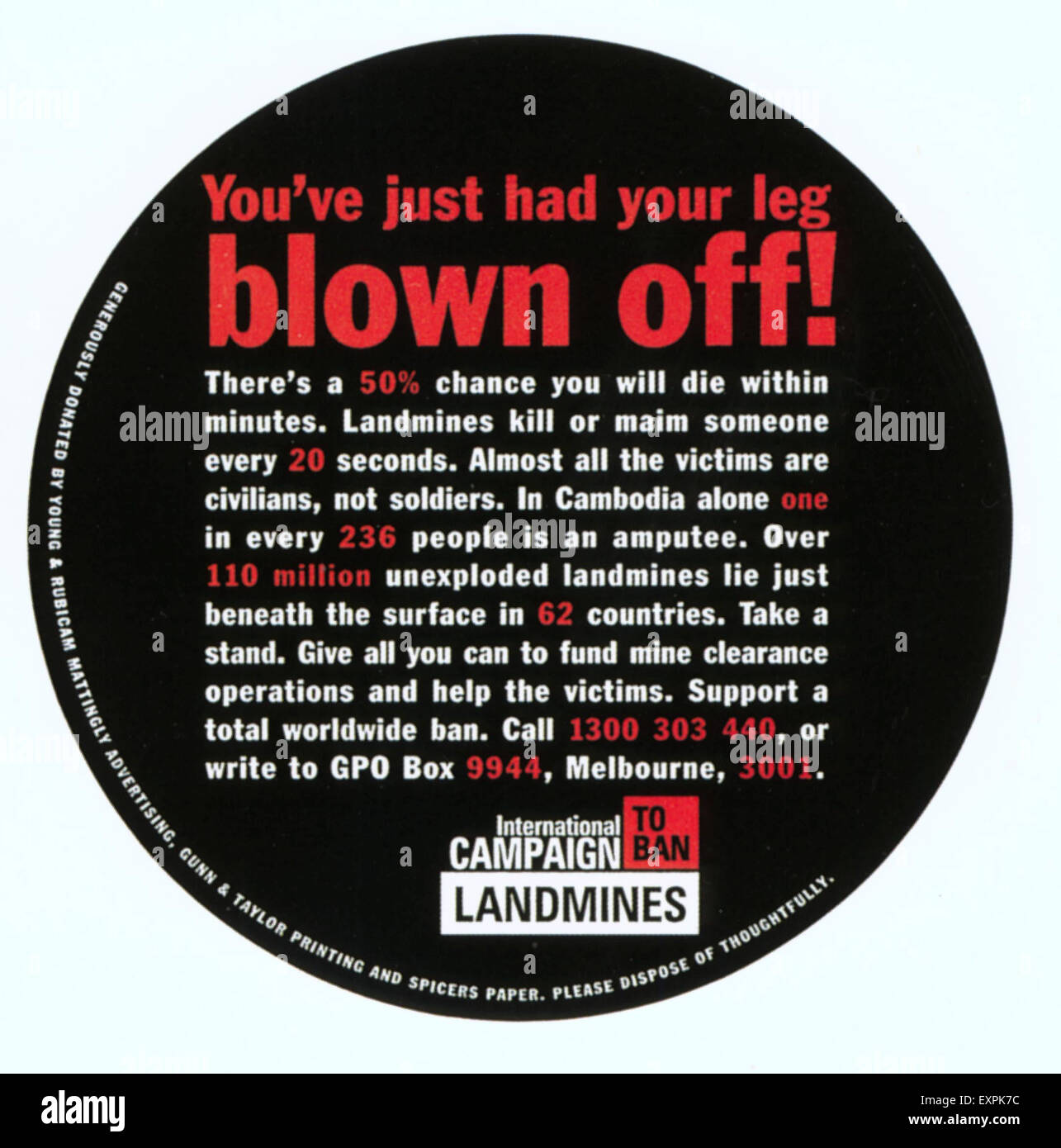 1990s UK Ban Landmines Poster Stock Photo - Alamy