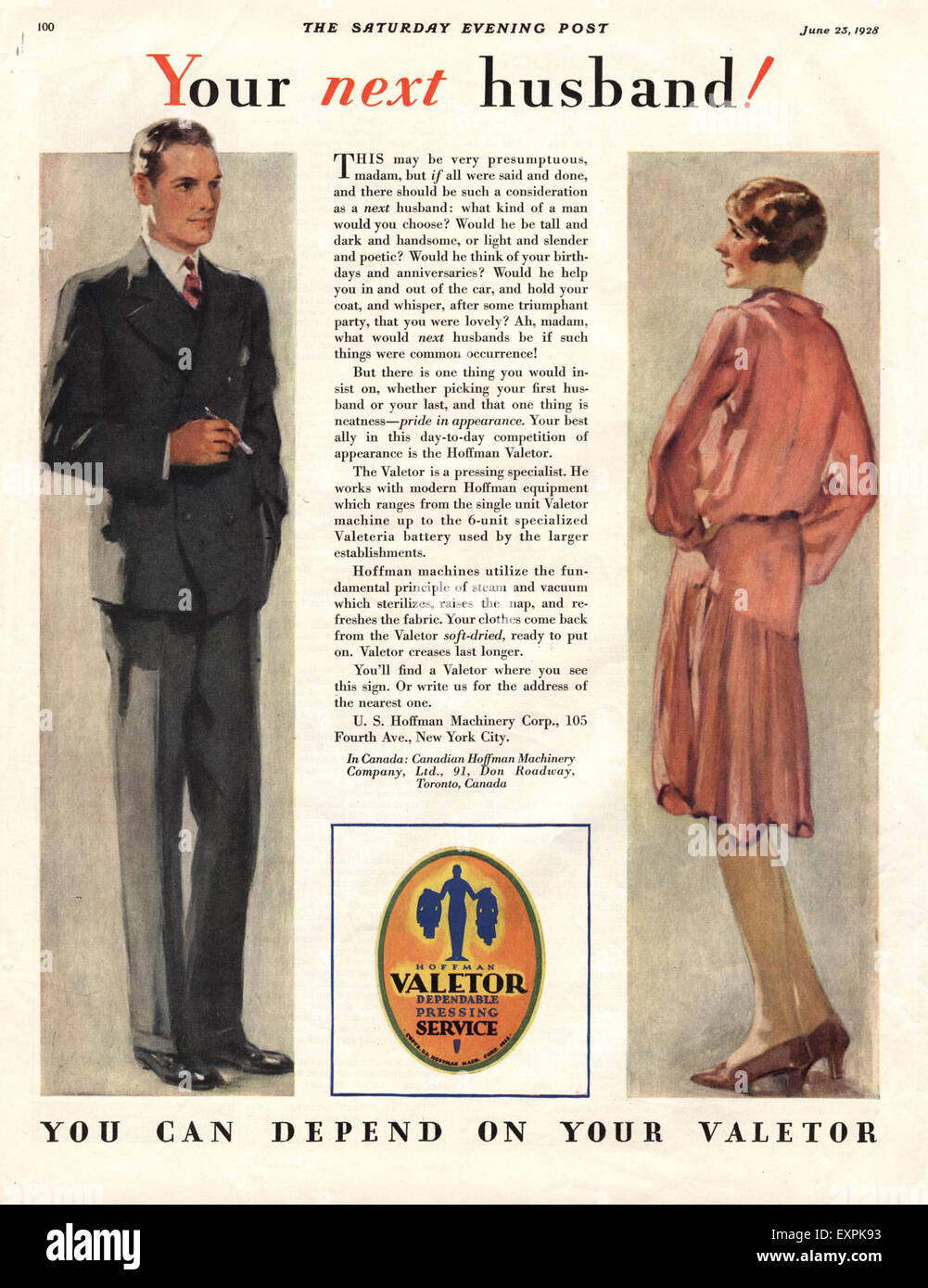 1920s USA Hoffman Valetor Magazine Advert Stock Photo - Alamy