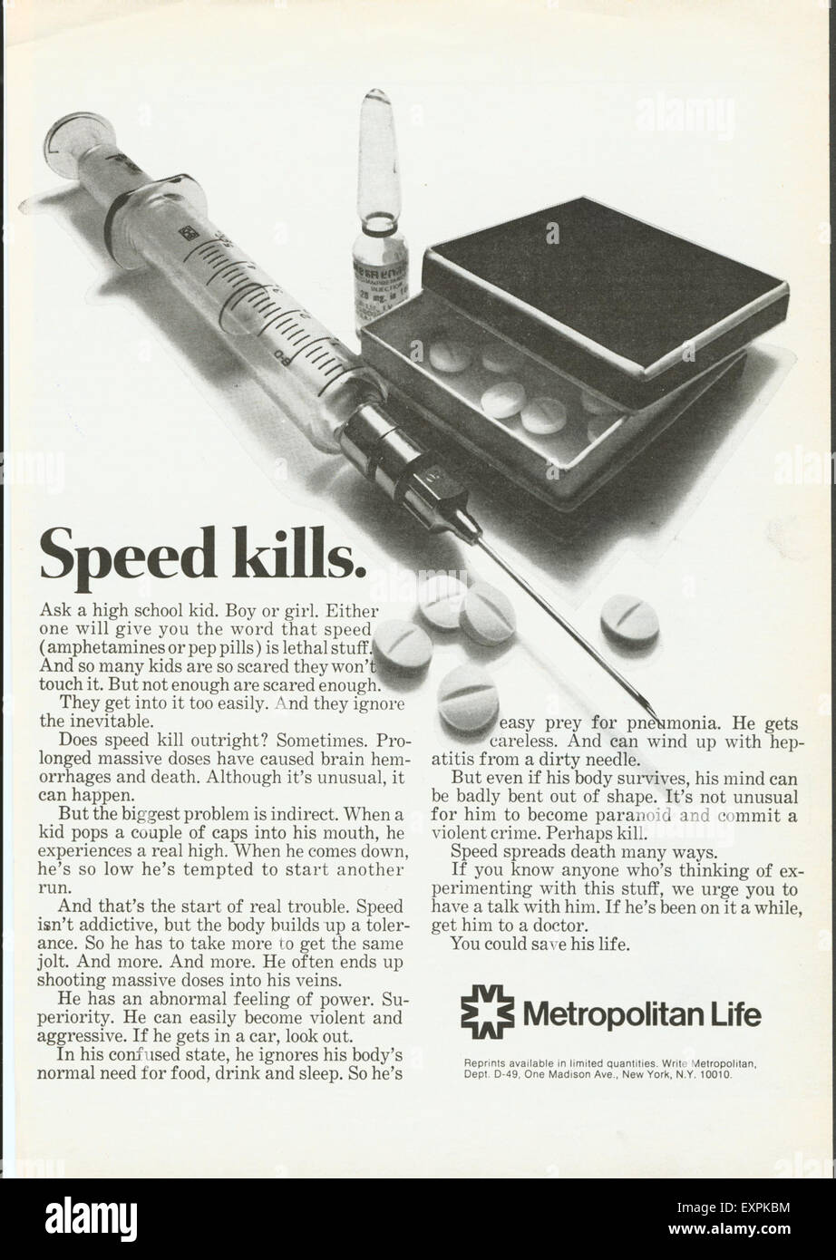 1980s USA Speed Kills Magazine Advert Stock Photo - Alamy