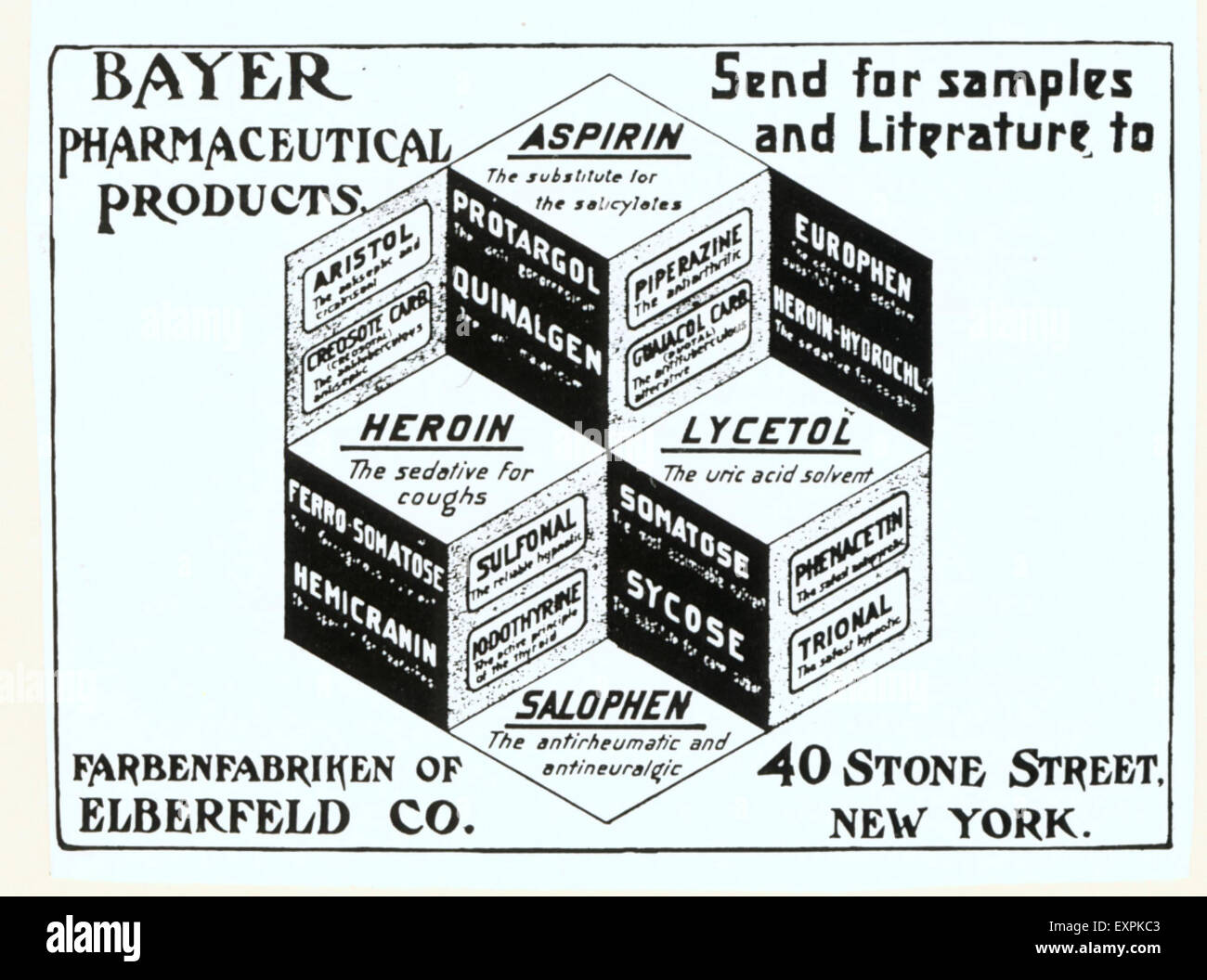 1890s USA Bayer Heroin Magazine Advert Stock Photo - Alamy