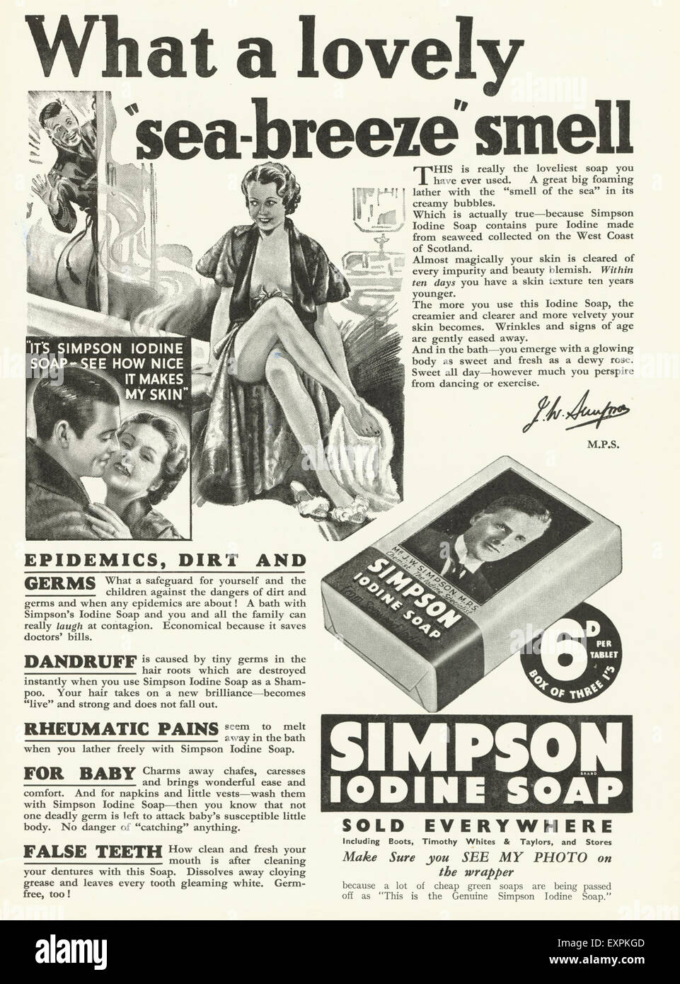 1930s UK Simpson Soap Magazine Advert Stock Photo - Alamy
