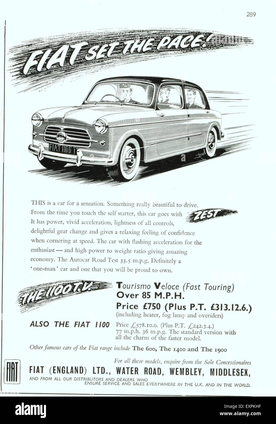 1950s UK Fiat Magazine Advert Stock Photo - Alamy