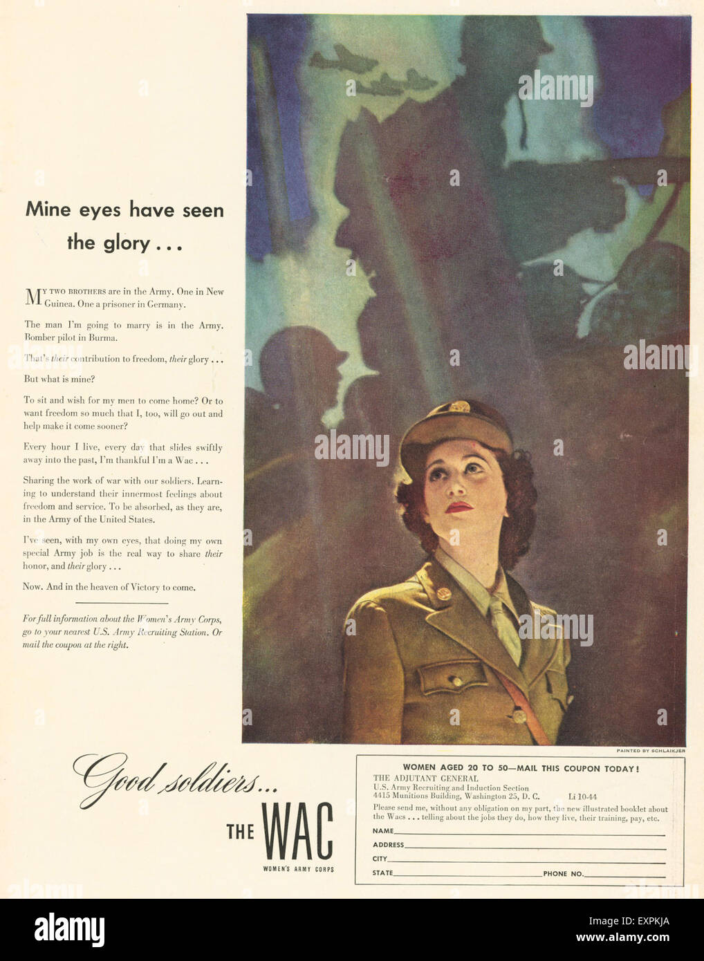 1940s USA Womens Army Corps Magazine Advert Stock Photo - Alamy