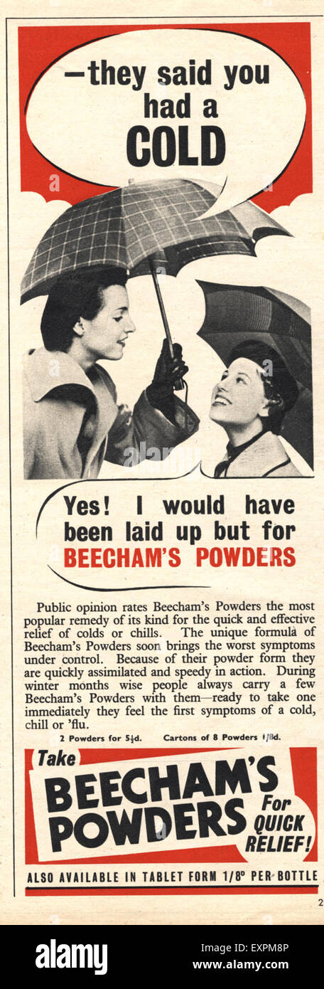 1950s UK Beecham's Magazine Advert Stock Photo - Alamy