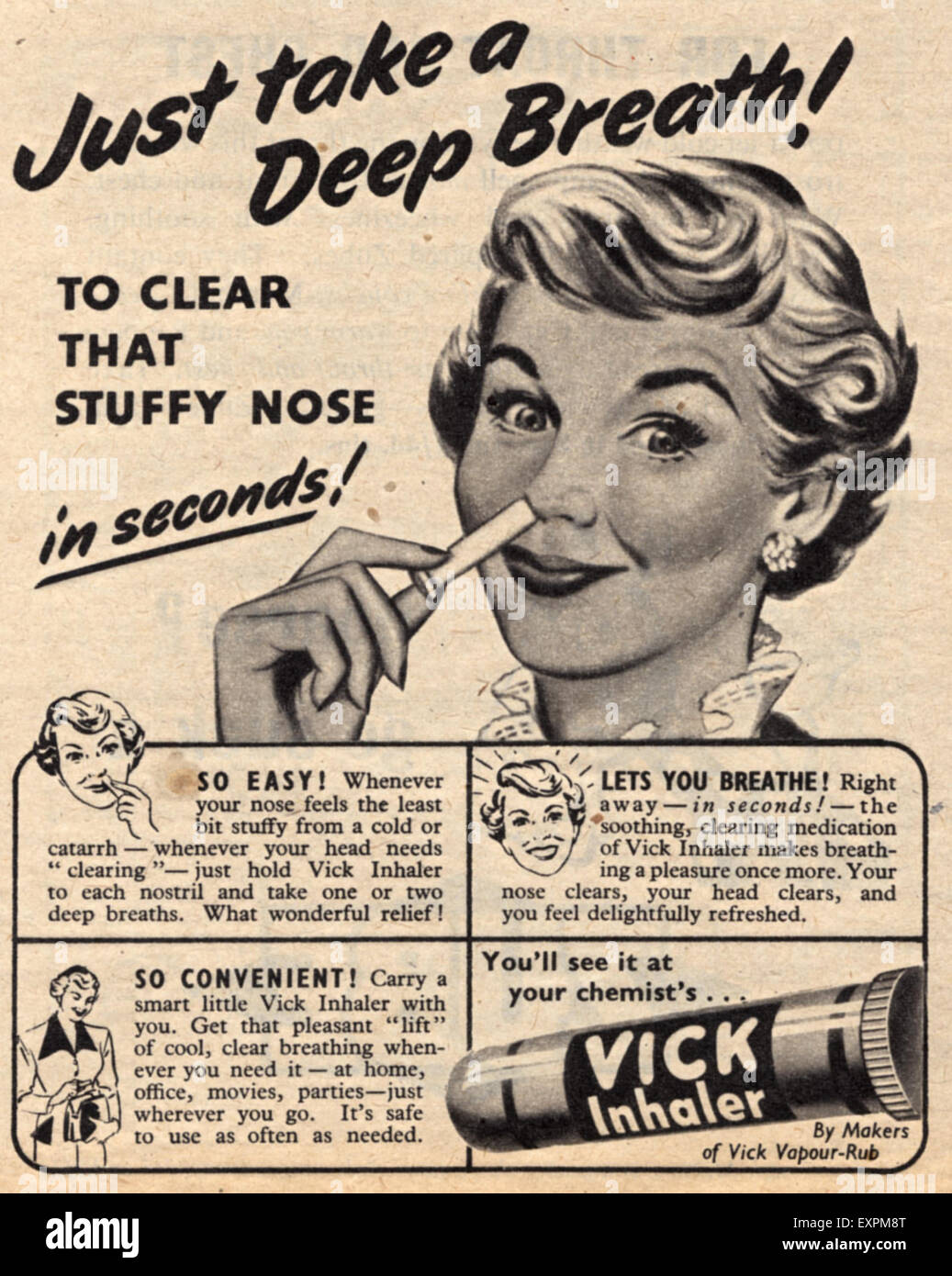 1950s UK Vicks Magazine Advert Stock Photo - Alamy