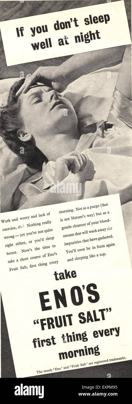 1940s UK Eno's Magazine Advert Stock Photo - Alamy