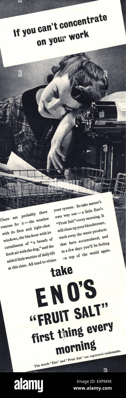 1930s UK Eno's Magazine Advert Stock Photo - Alamy