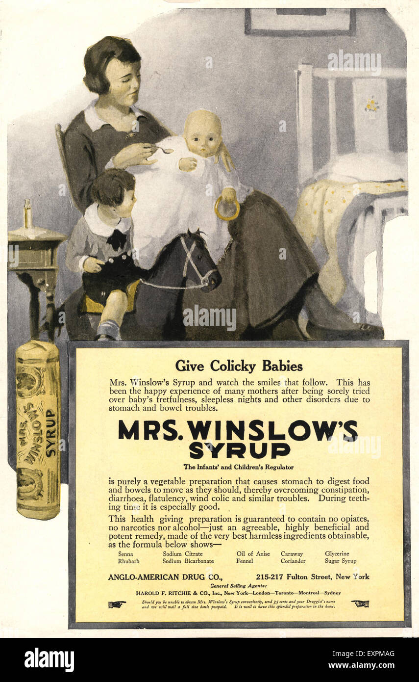1910s USA Mrs. Winslow's Syrup Medicine Magazine Advert Stock Photo - Alamy