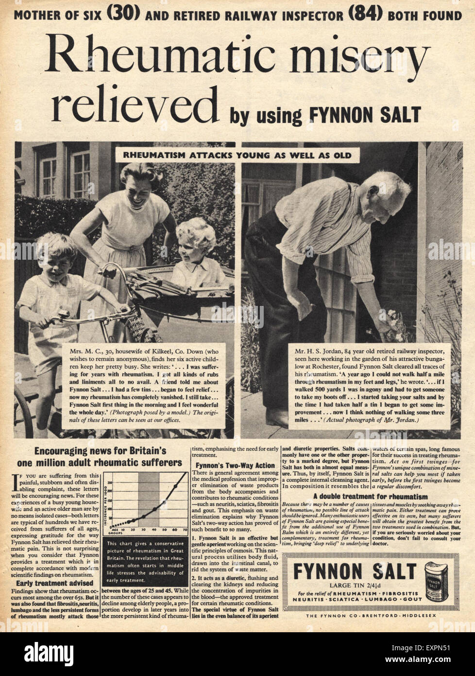 1940s UK Fynan Salt Magazine Advert Stock Photo - Alamy