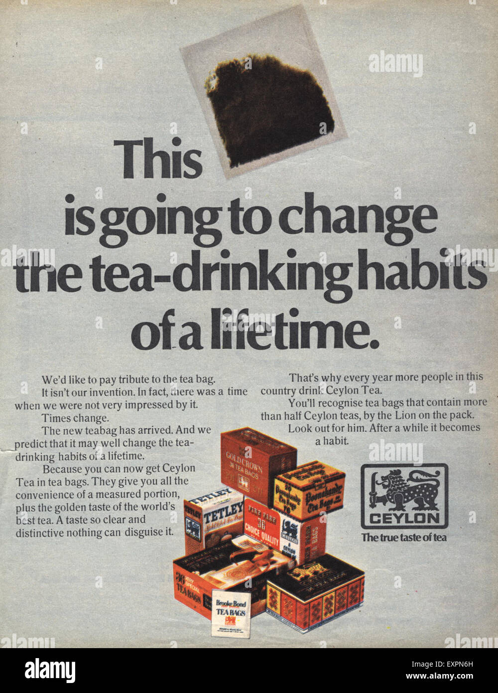 1970s UK Ceylon Tea Magazine Advert Stock Photo - Alamy