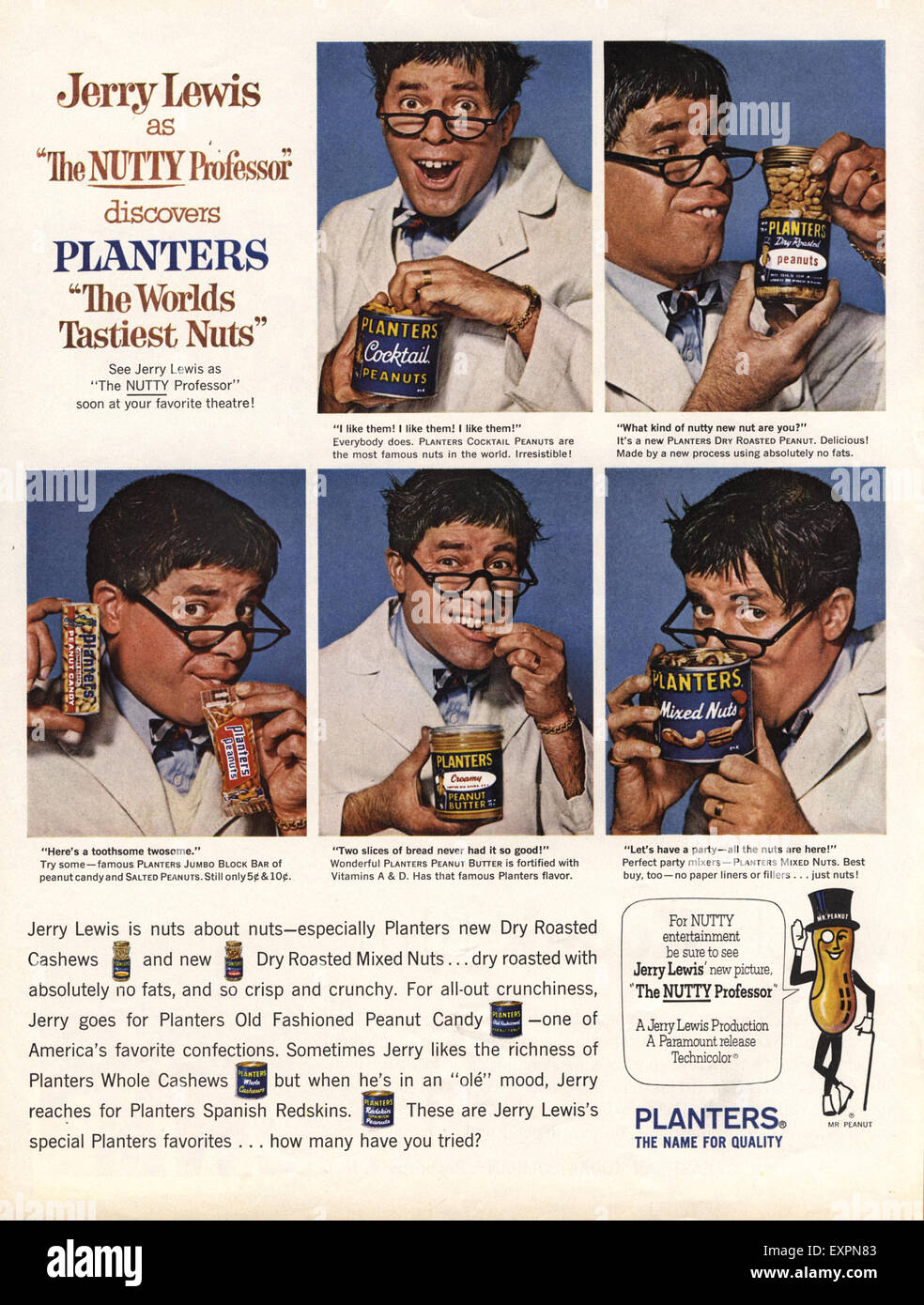 1950s USA Planters Peanuts Magazine Advert Stock Photo - Alamy