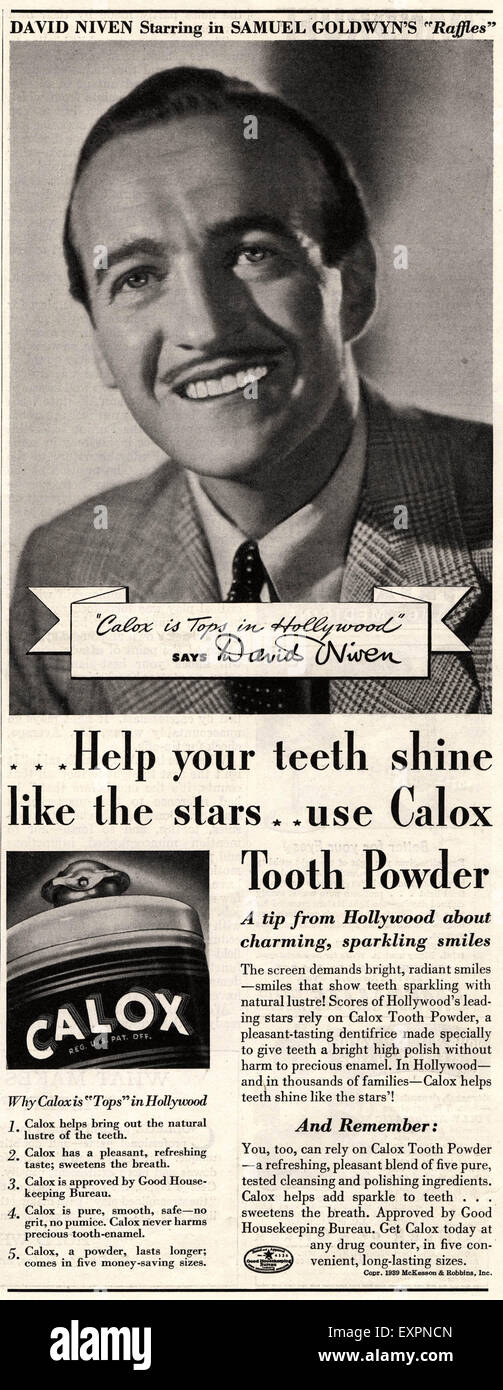 1940s USA Calox Magazine Advert Stock Photo - Alamy