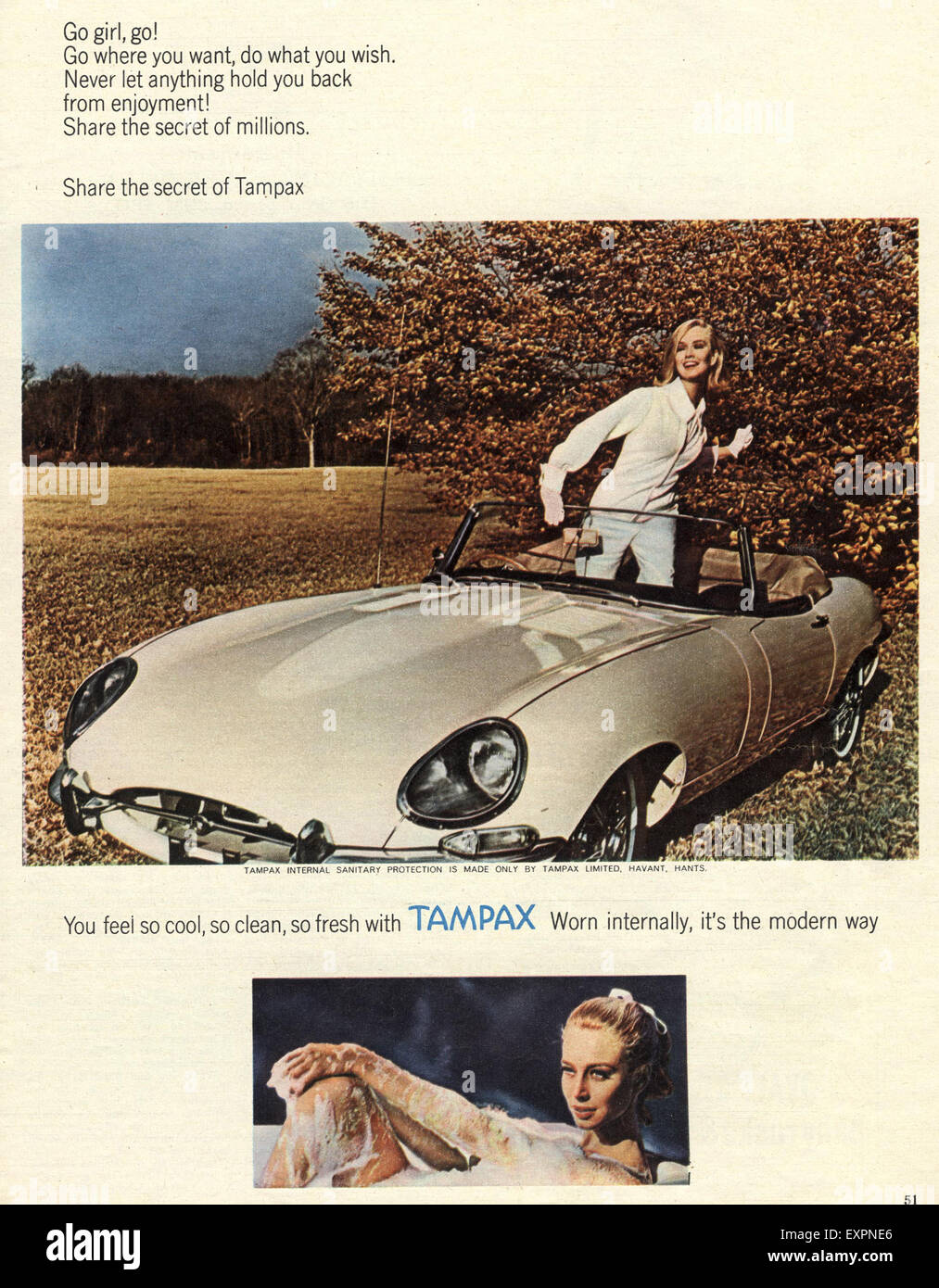1960s UK Tampax Magazine Advert Stock Photo - Alamy