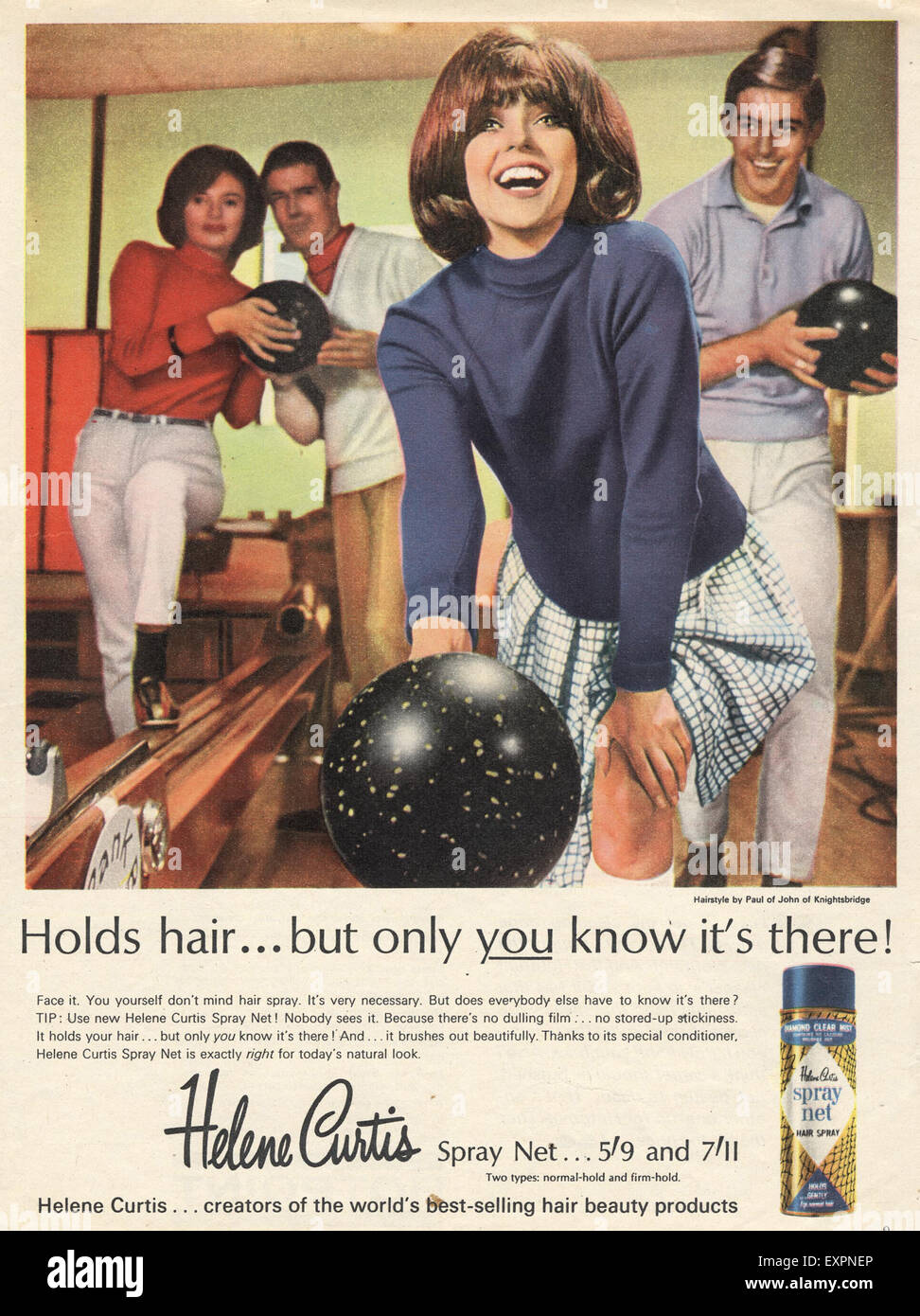 1960s UK Helene Curtis Hairspray Magazine Advert Stock Photo - Alamy