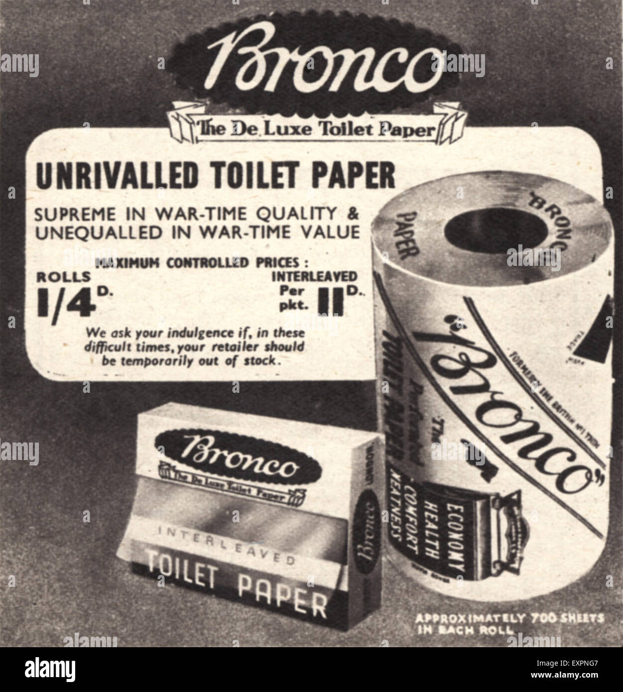 1940s UK Bronco Magazine Advert Stock Photo - Alamy