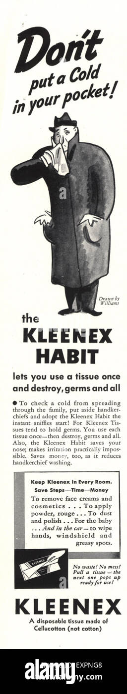 1930s UK Kleenex Magazine Advert Stock Photo - Alamy