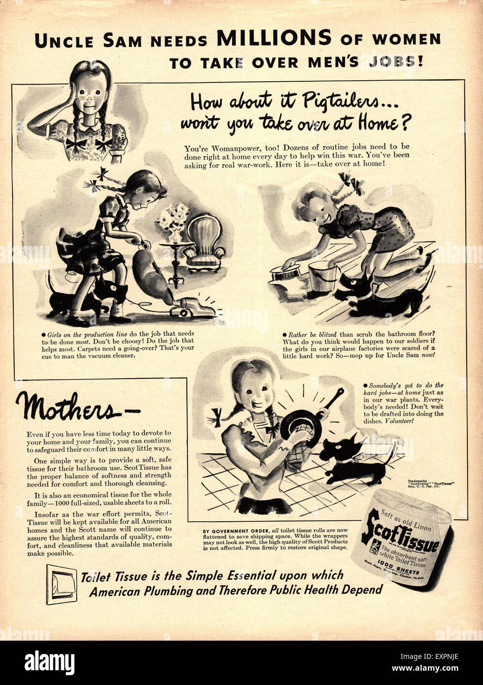 1940s USA Scot Tissues/ Waldorf Magazine Advert Stock Photo - Alamy