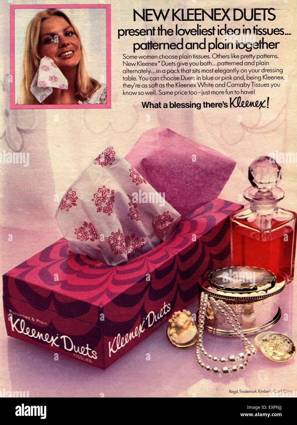 1970s UK Kleenex Magazine Advert Stock Photo - Alamy