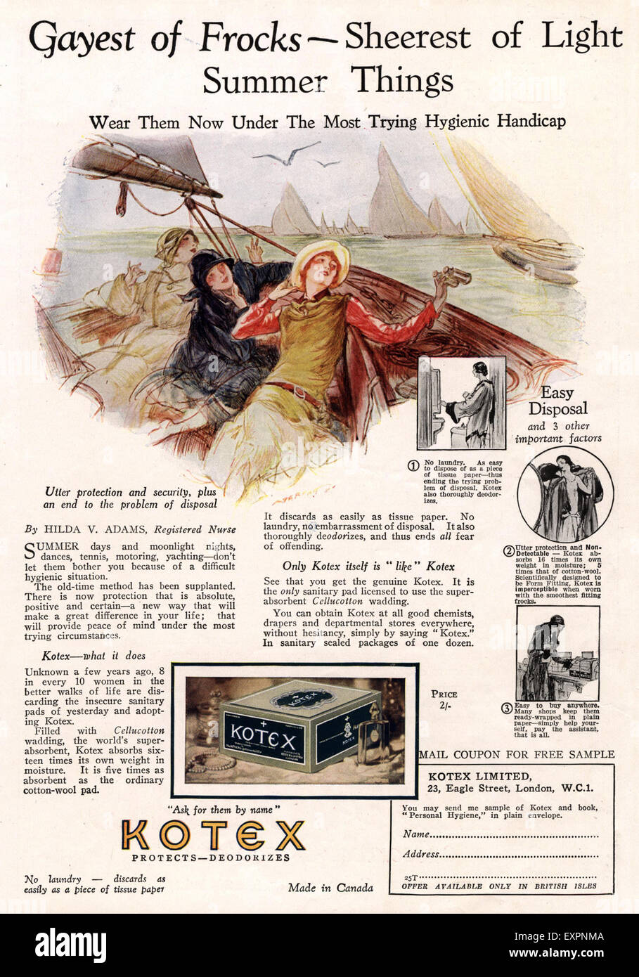 1920s USA Kotex Magazine Advert Stock Photo - Alamy