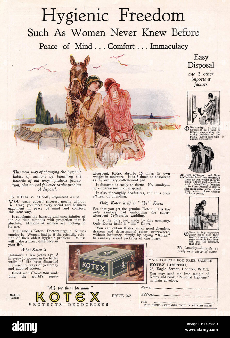1920s USA Kotex Magazine Advert Stock Photo - Alamy