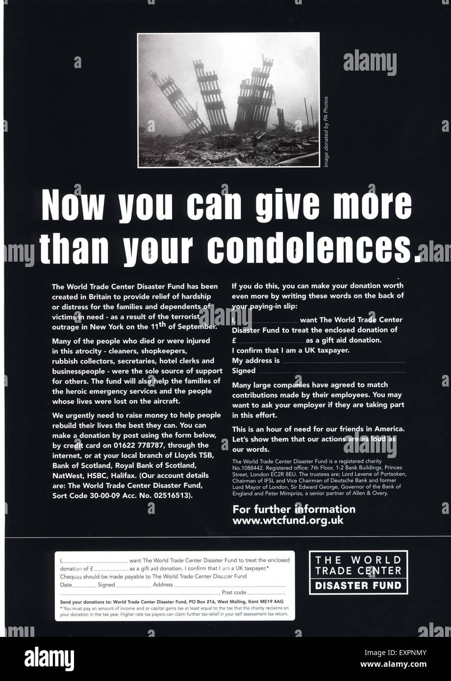 2000s UK World Trade Centre Terrorism Magazine Advert Stock Photo - Alamy