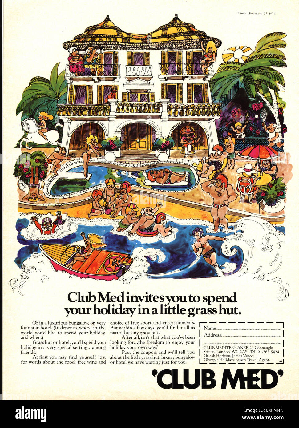 1970s UK Club Med Magazine Advert Stock Photo - Alamy