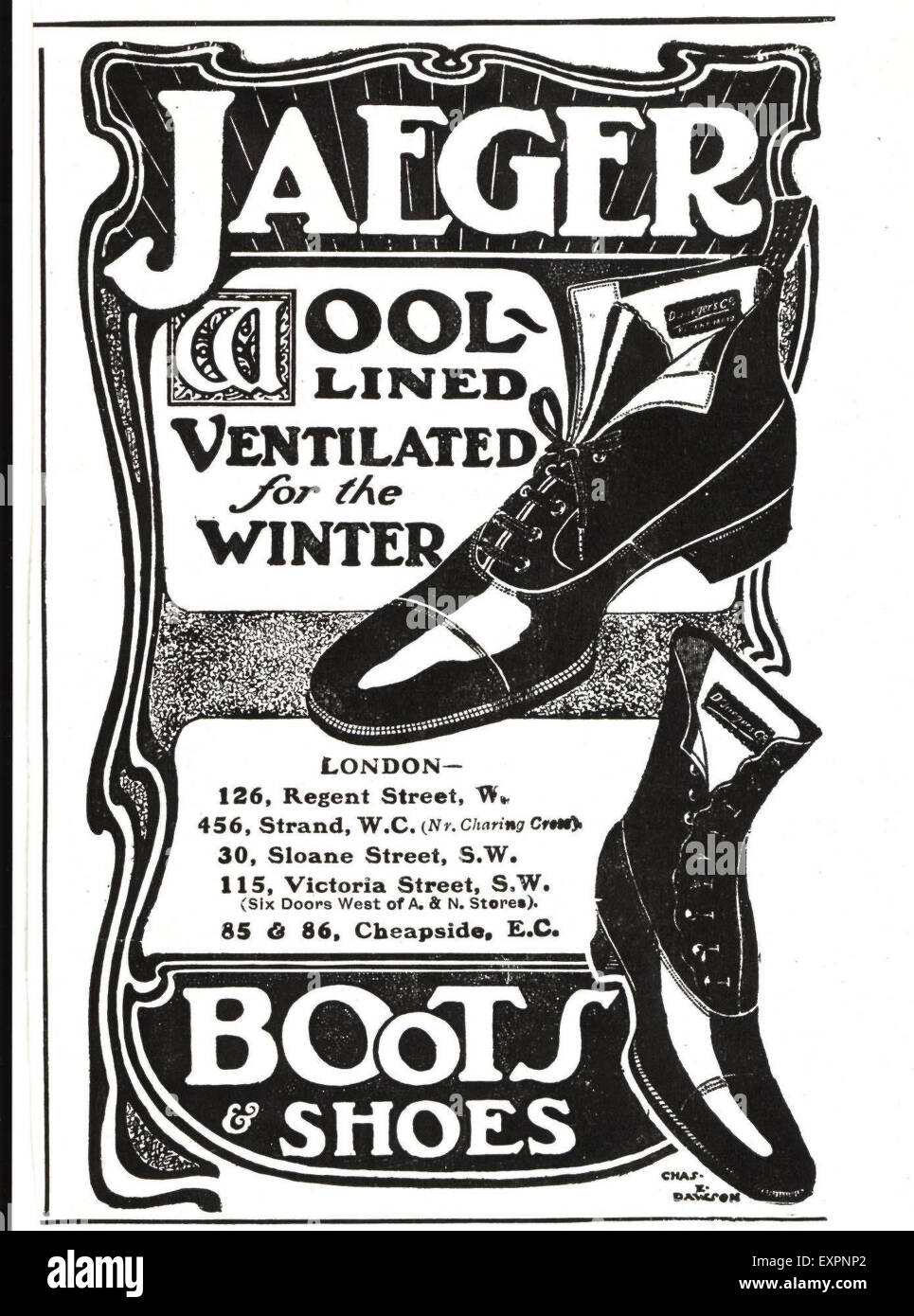 1900s UK Jaeger Magazine Advert Stock Photo - Alamy