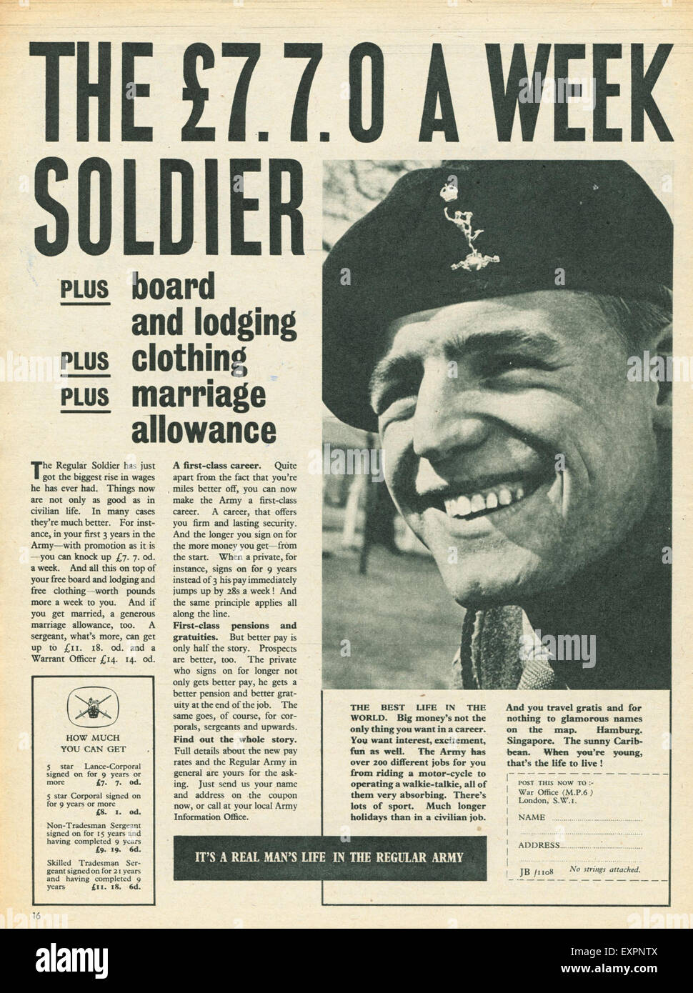 1950s UK Army Recruitment Magazine Advert Stock Photo - Alamy