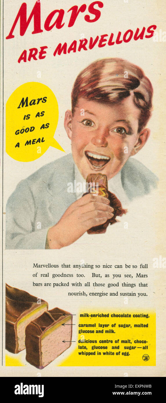1950s UK Mars Magazine Advert Stock Photo - Alamy