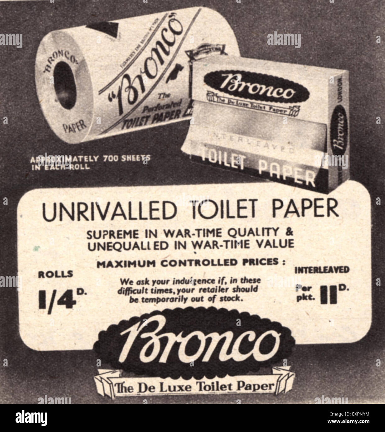 1940s UK Bronco Magazine Advert Stock Photo - Alamy