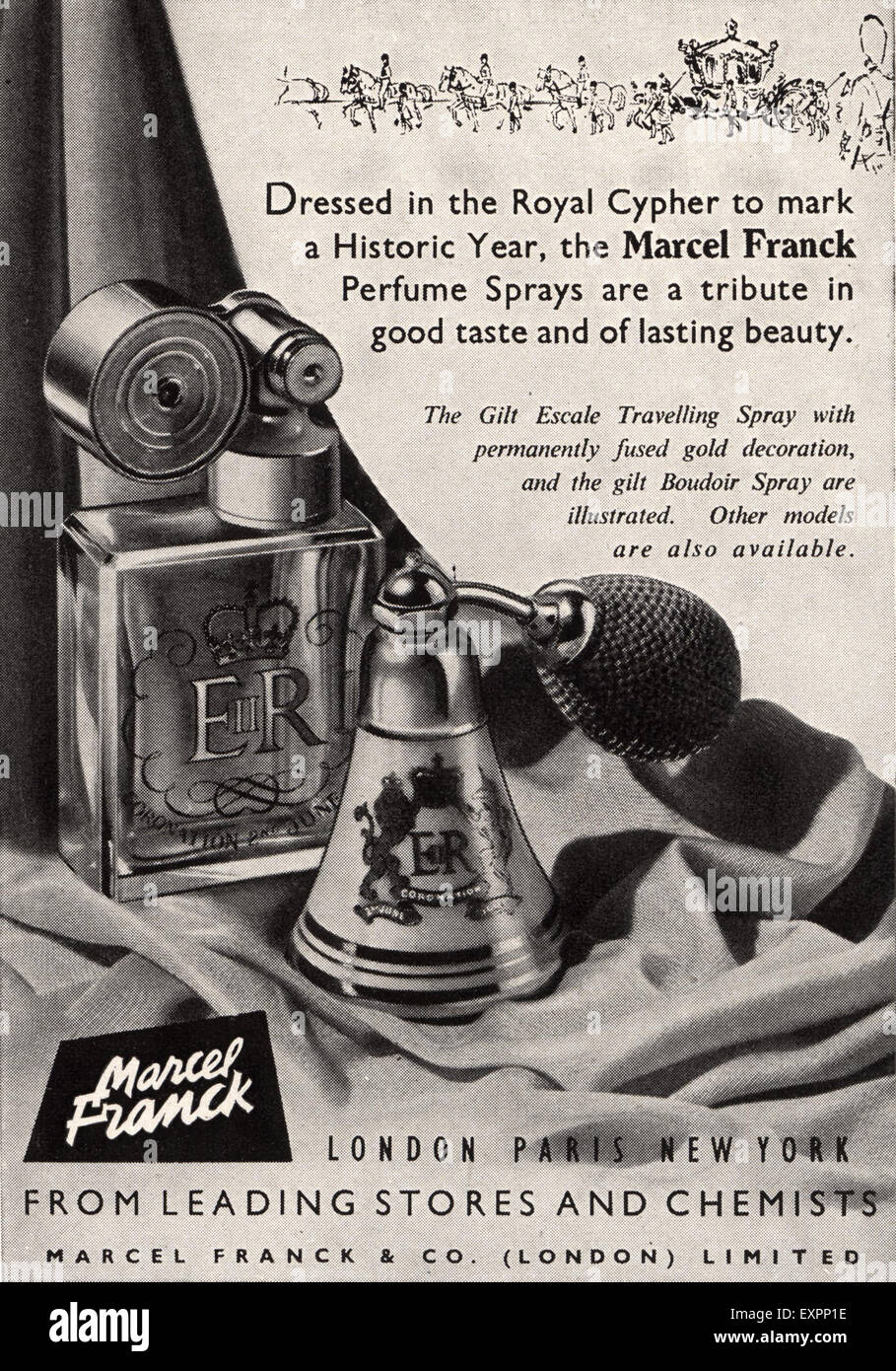 1950s UK Marcel Franck Magazine Advert Stock Photo - Alamy