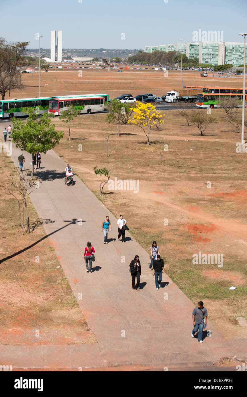 Brasilia, Brazil. People going to work on path to Ministries and ...