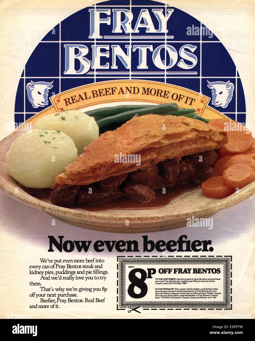 1980s UK Fray Bentos Magazine Advert Stock Photo - Alamy