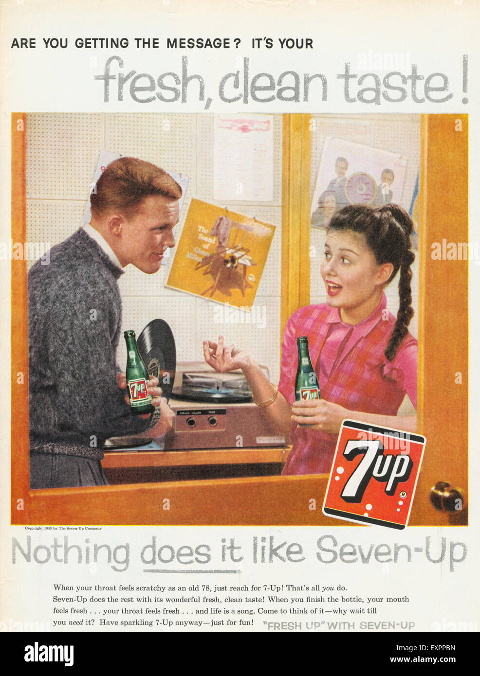 1950s USA 7up Magazine Advert Stock Photo - Alamy