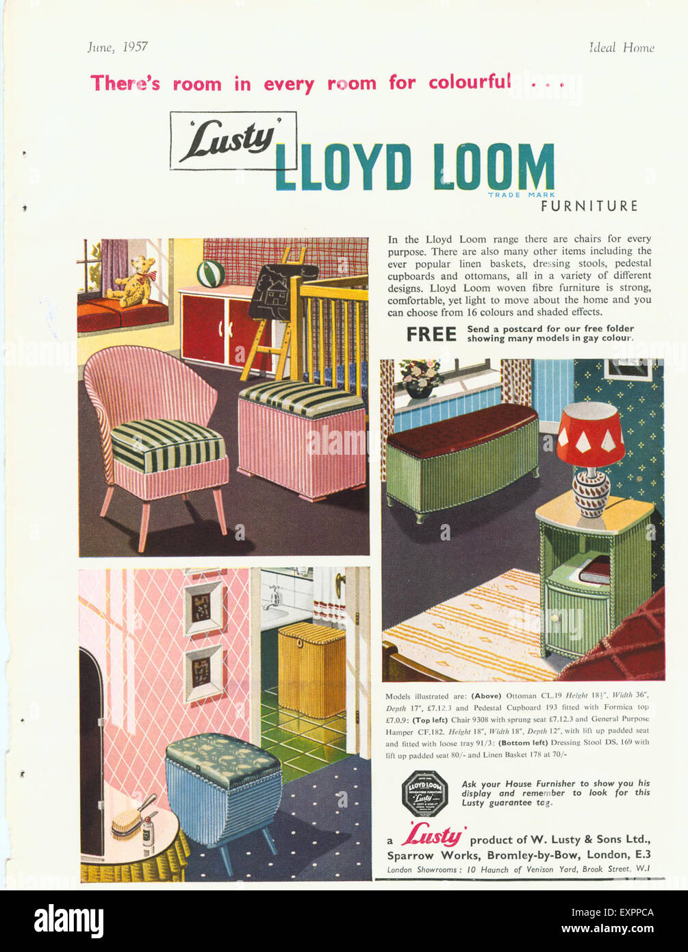1950s UK Lloyd Loom Magazine Advert Stock Photo - Alamy