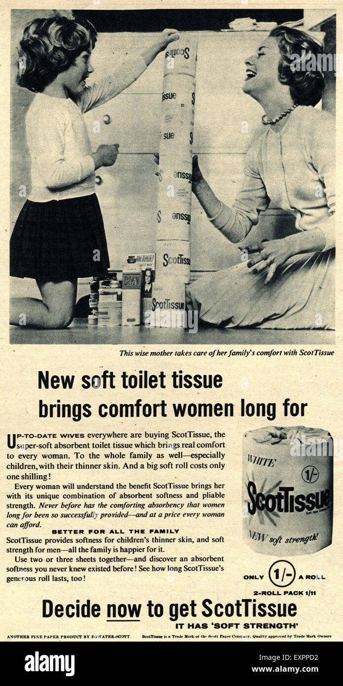 1950s USA Scot Tissues Magazine Advert Stock Photo - Alamy