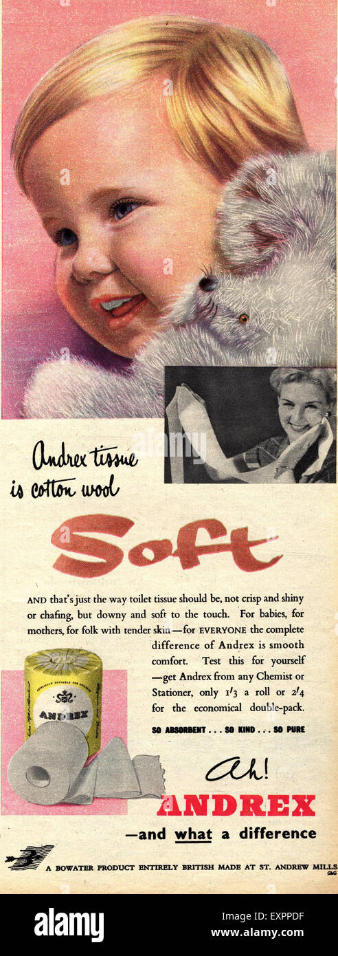 1950s UK Andrex Magazine Advert Stock Photo - Alamy