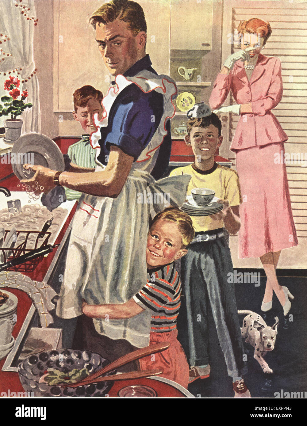 1950s USA Man Washing Up Magazine Advert (detail Stock Photo - Alamy