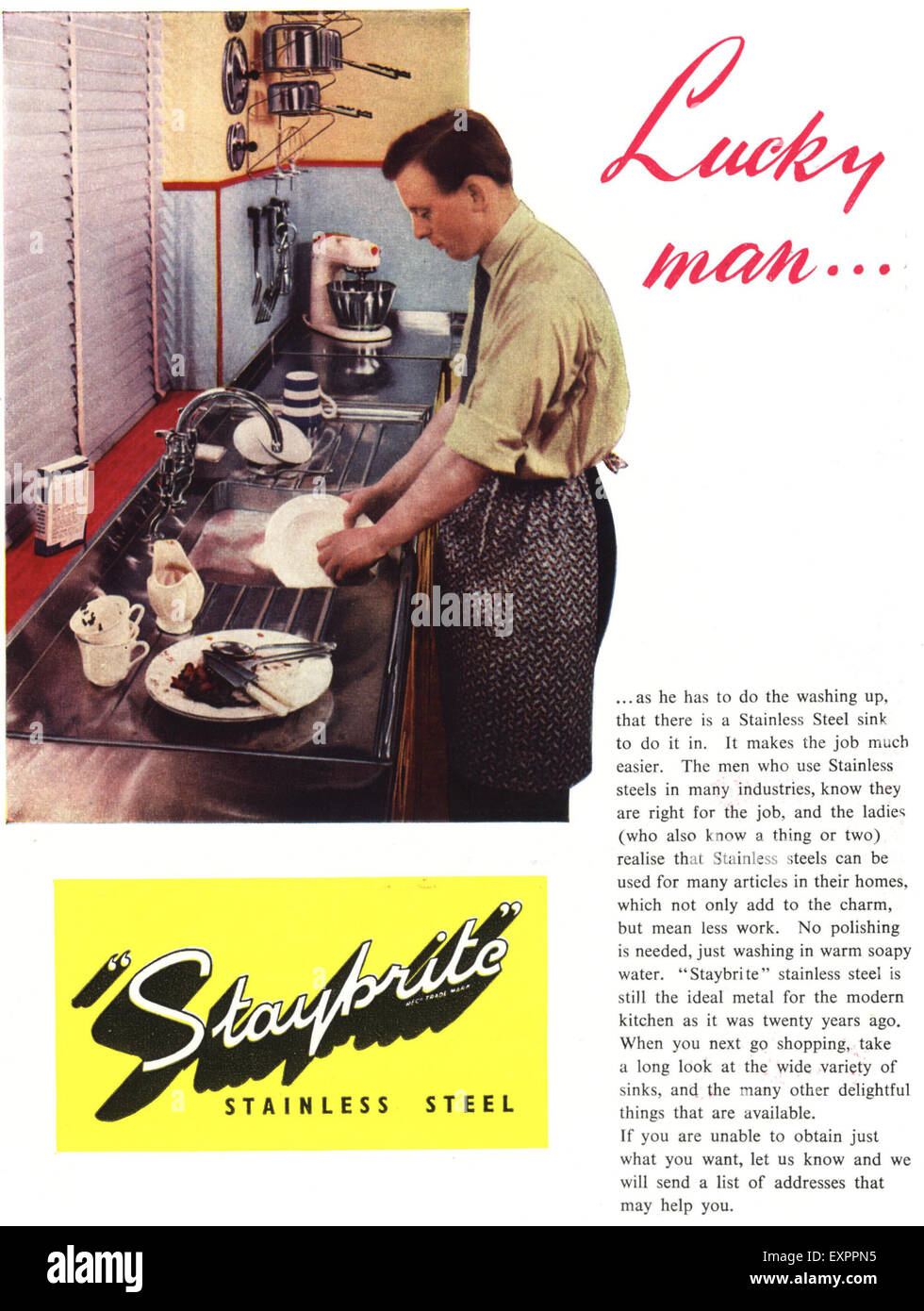 1950s UK Staybrite Magazine Advert Stock Photo - Alamy