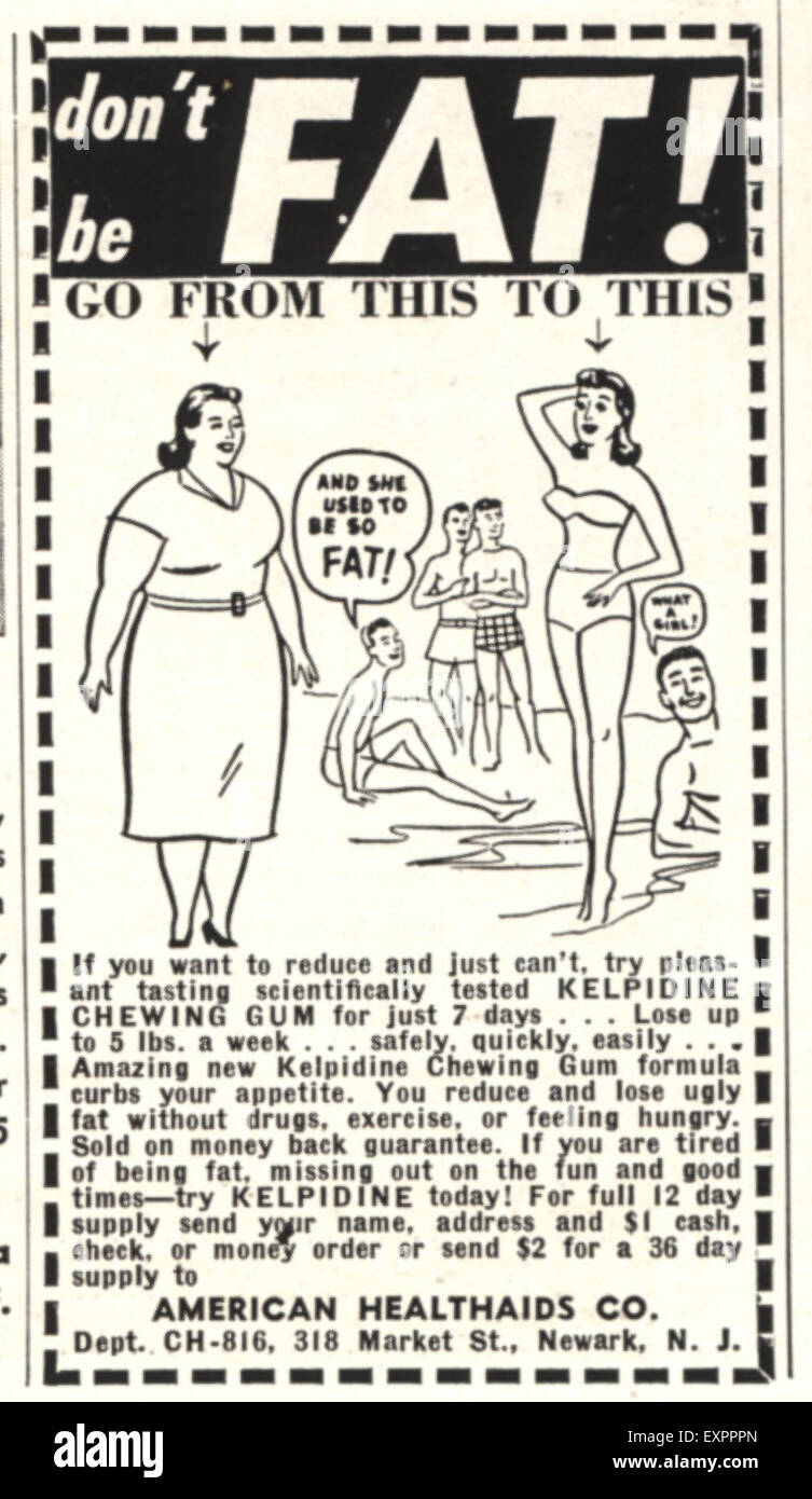 1950s USA Slimming Magazine Advert Stock Photo - Alamy