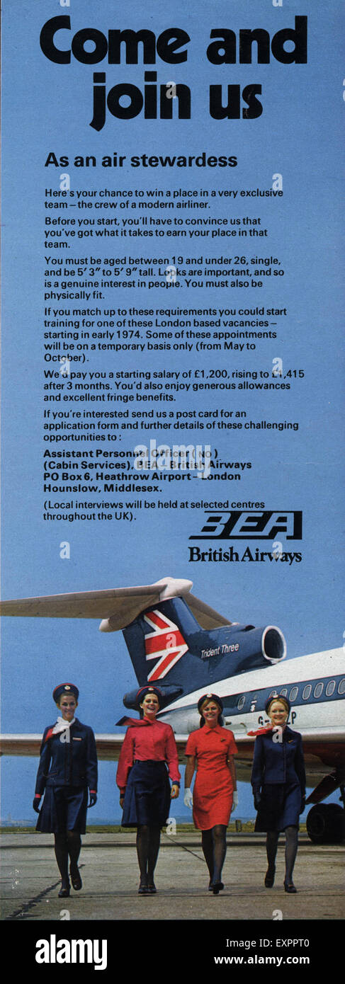 1960s UK British Airways Magazine Advert Stock Photo - Alamy