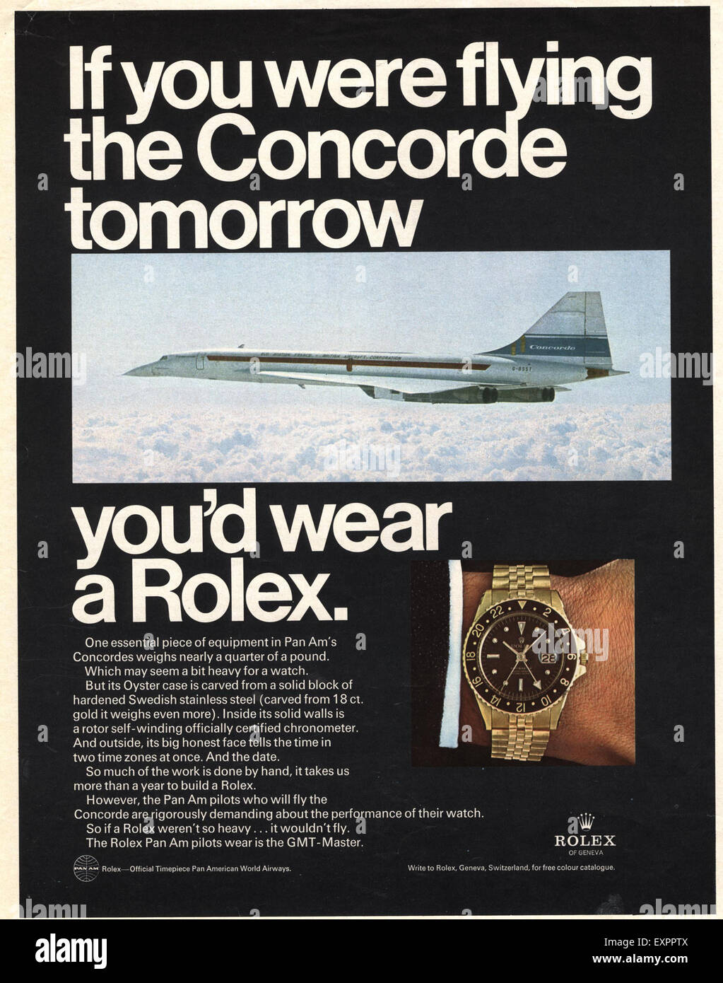 1960s UK Rolex Magazine Advert Stock Photo - Alamy