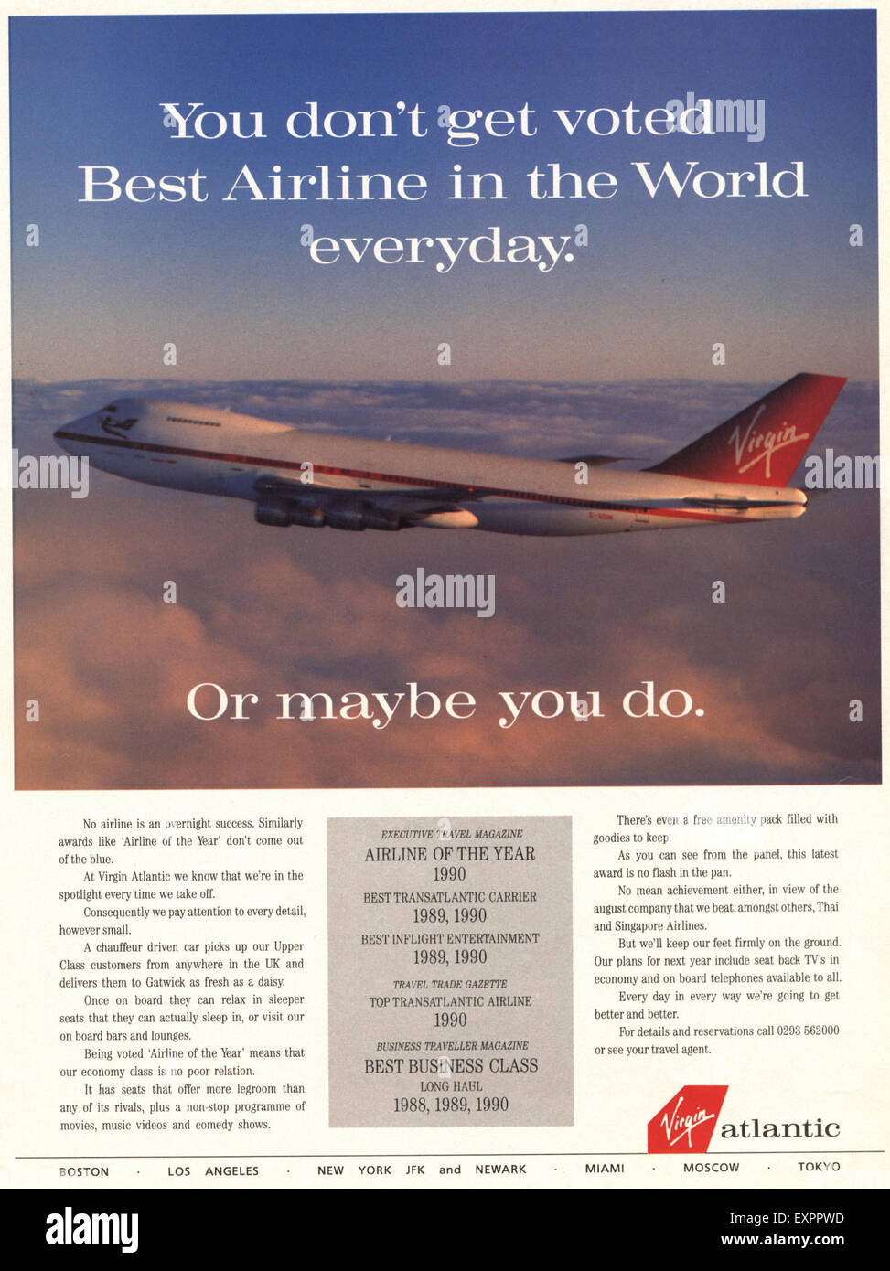 1980s UK Virgin Atlantic Magazine Advert Stock Photo - Alamy