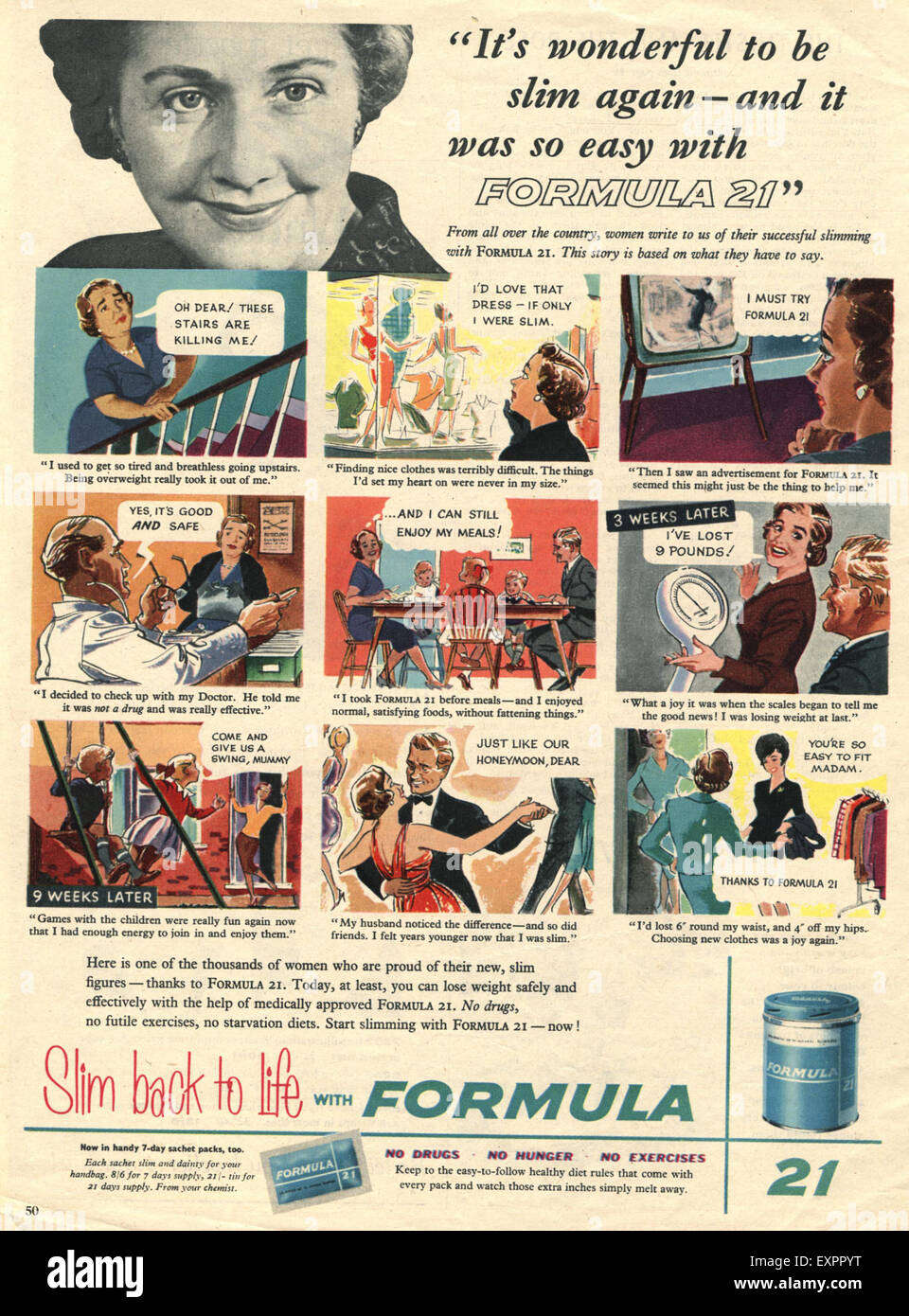 1960s UK Formula 21 Dieting Magazine Advert Stock Photo - Alamy
