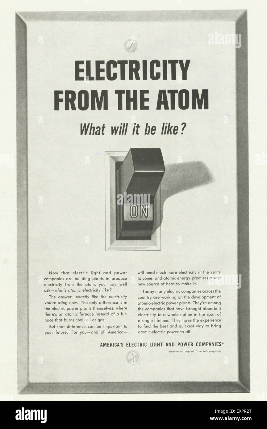 1950s USA Nuclear Power Magazine Advert Stock Photo - Alamy